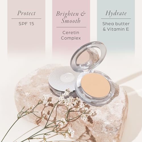 PUR Beauty 4-in-1 Pressed Mineral Makeup Powder Foundation with SPF 15 - Concealer & Finishing Compact Pressed Powder for Face - Buildable Medium to Full Coverage Foundation Powder (Light Porcelain)
