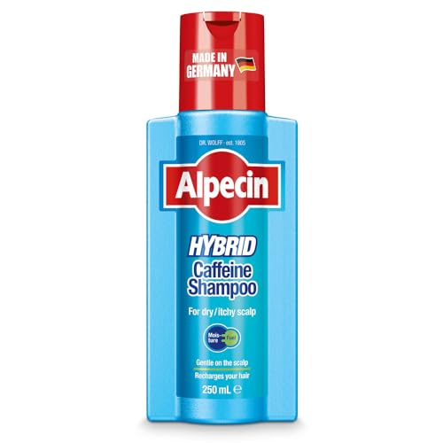 Alpecin Hybrid Caffeine Shampoo for Men with Dry, Itchy, Sensitive Scalps Moisturizes Thinning Hair Natural Hair Growth, 8.45 fl. oz.