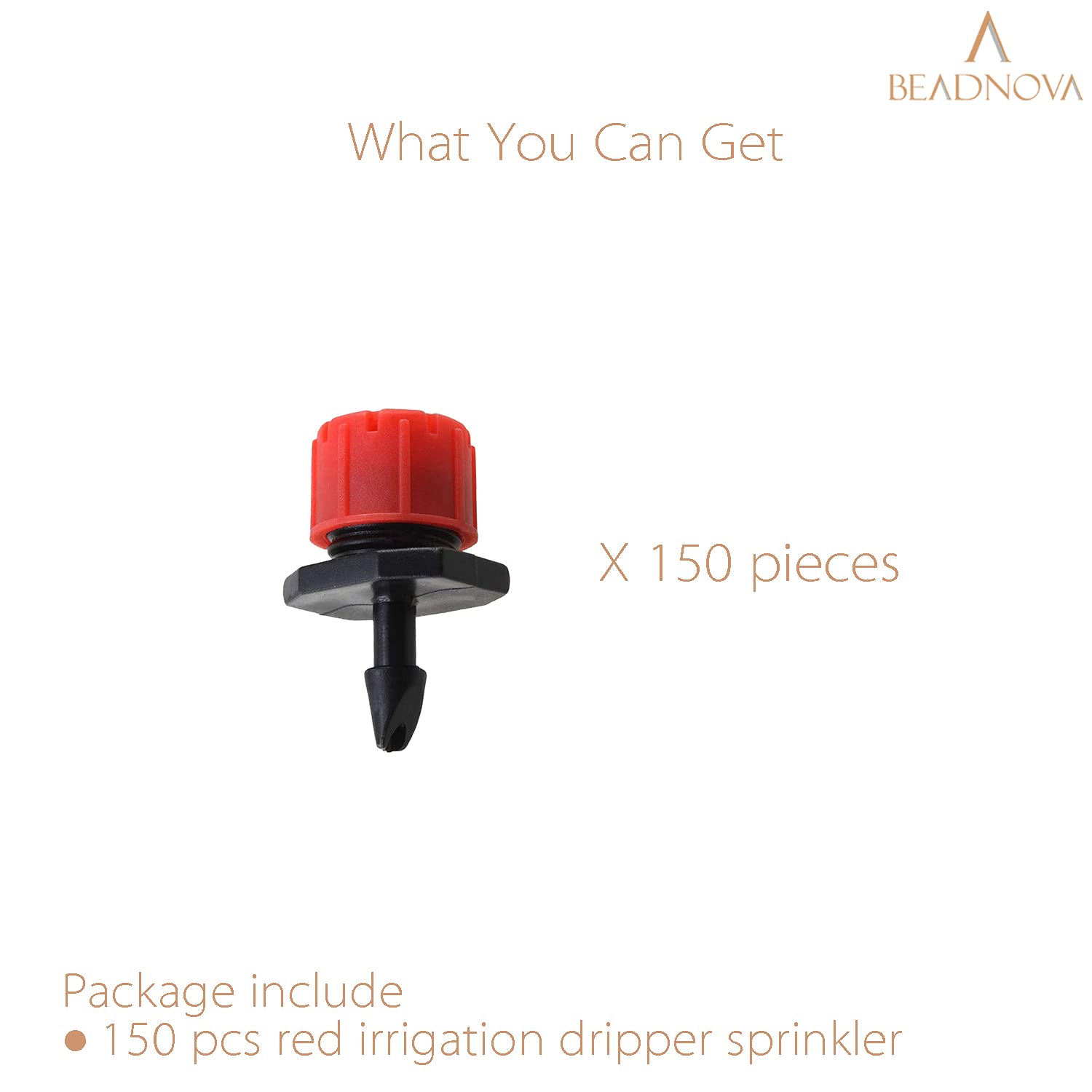 BEADNOVA Drip Emitter 150 Pcs 360 Degree Drip Line Emitter Adjustable Dripper Emitters for Drip Line 1/4 Inch Irrigation Tube Watering System Gardening (Red)