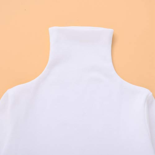 Baby Little Girls Long Sleeve Shirts Turtleneck T-Shirt Tops Basic Solid Color Blouse Outfit for Toddler Kids Girl (White, 2-3 Years)