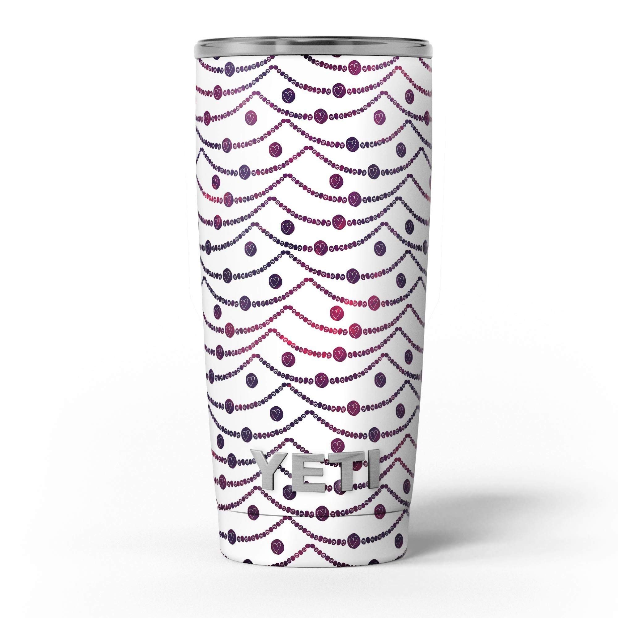 Design Skinz Polka Dot Powerlines with Mini Hearts - Skin Decal Vinyl Wrap Kit Compatible with The Yeti Rambler Cooler Tumbler Cups