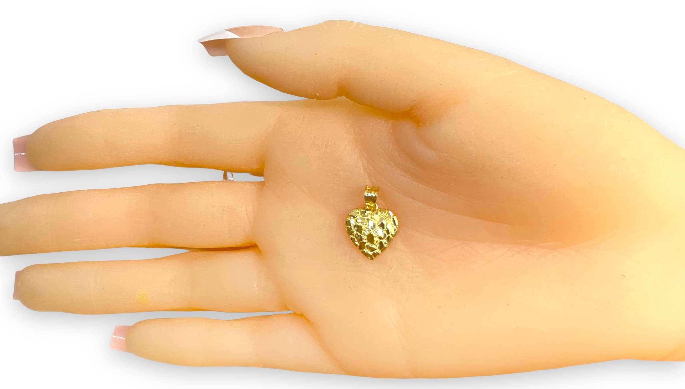 18 MM LONG DIAMOND-CUT NUGGET HEART PENDANT CHARM 10K YELLOW GOLD SG2238