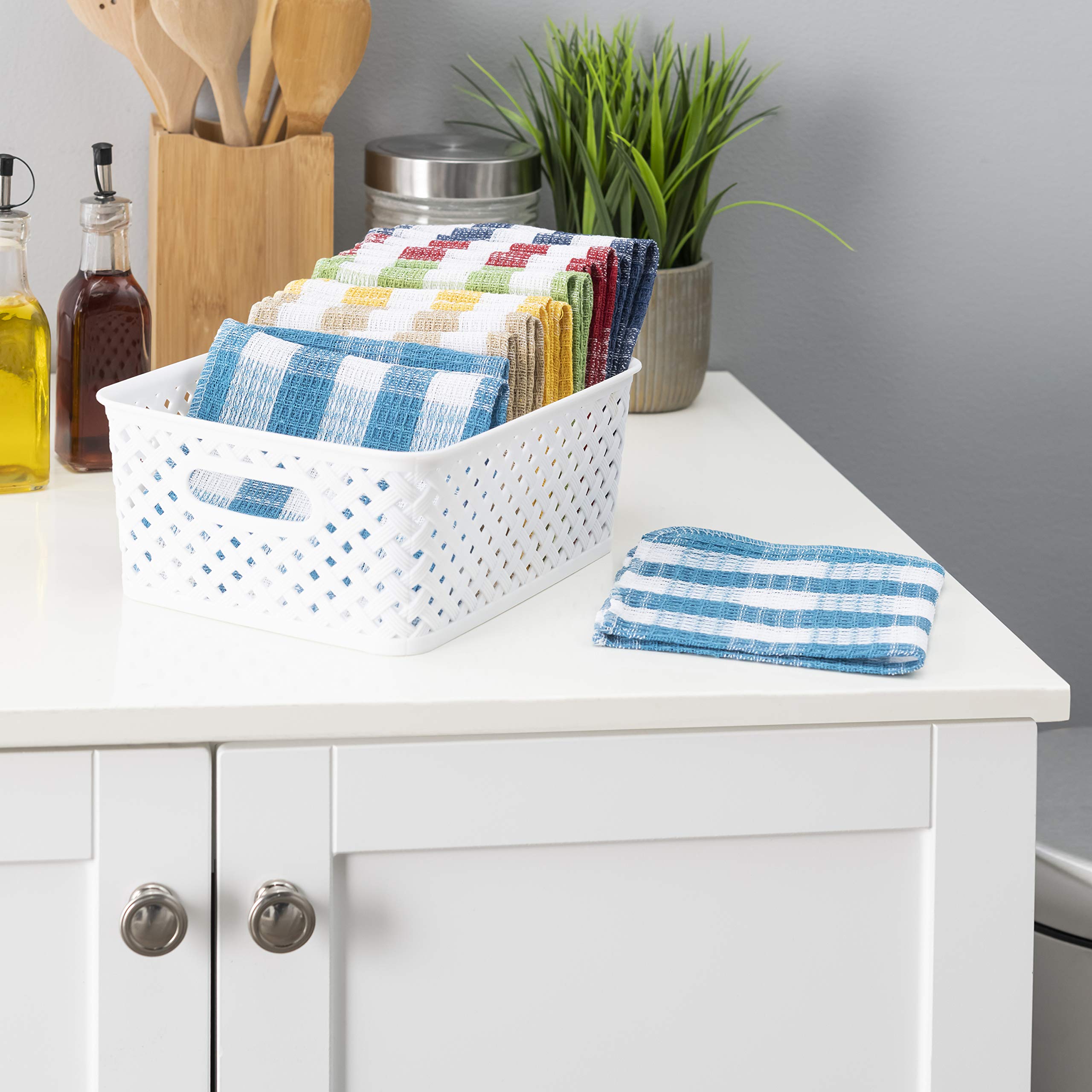 American Linen 18 Cotton Kitchen Dish Cloths Value Pack– Vibrant, Reusable and Washable Dish Cloths -18-Pack Set Quality Hand Cloths 12x12 inches Waffle Weave Total Weight 400 Grams