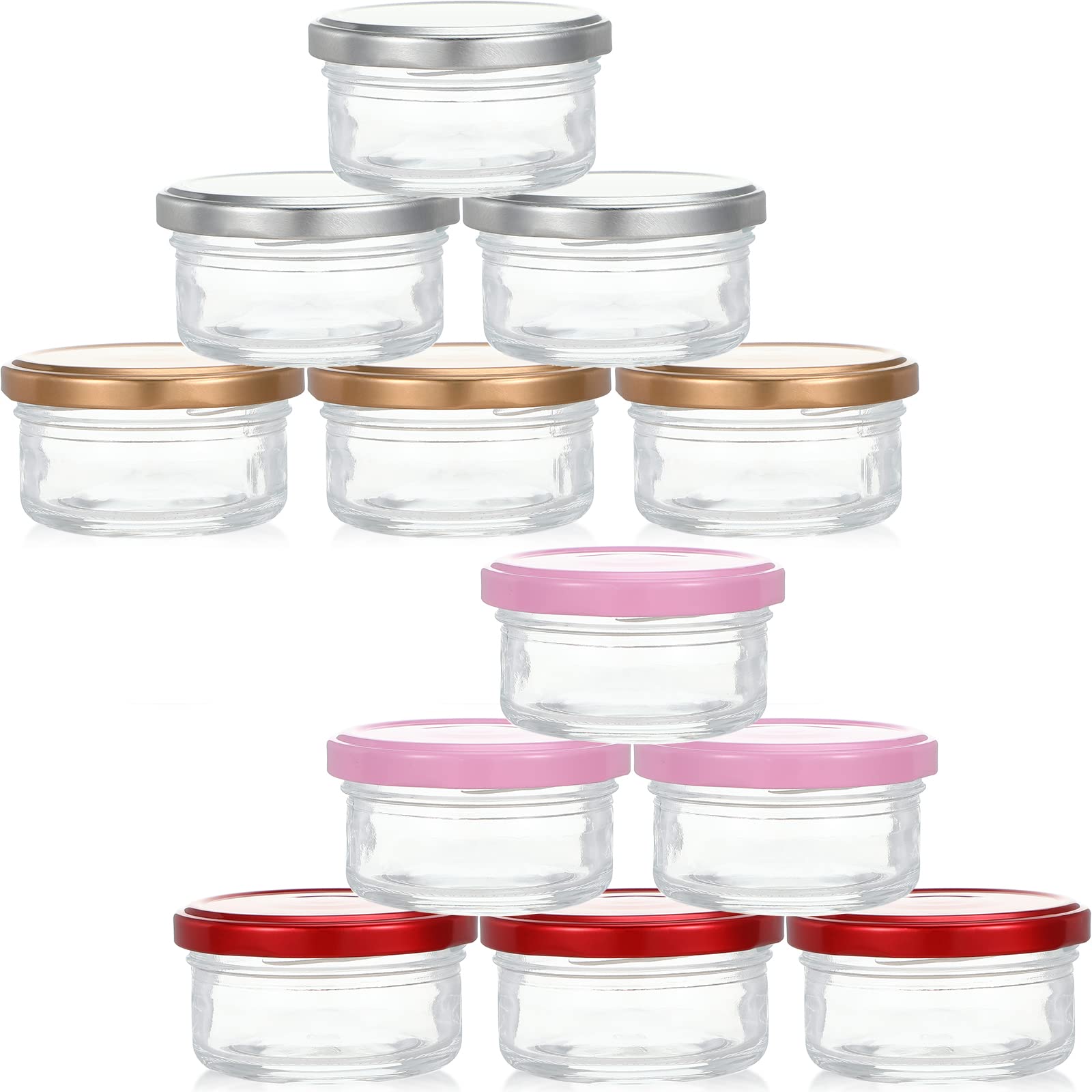 12 Pcs 2.5 oz Salad Dressing Container to Go Small Glass Food Storage Containers with Lids Airtight Small Glass Jars Leak Proof Reusable Dipping Condiment Sauce Containers for Lunch Box Picnic Travel