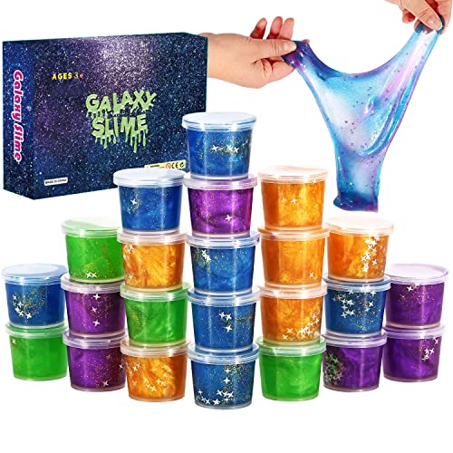28 Packs Colorful Galaxy Slime, Stretchy & Non-Sticky,Idea Stocking Stuffers for Christmas,Party Favors for Kids, Sensory and Tactile Stimulation, Stress Relief, Educational Game, for Girls & Boys