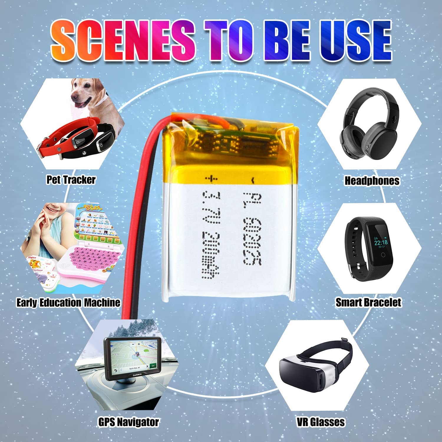 AKZYTUE 3.7V 200mAh 602025 Lipo Battery Rechargeable Lithium Polymer ion Battery Pack with PH2.0mm JST Connector