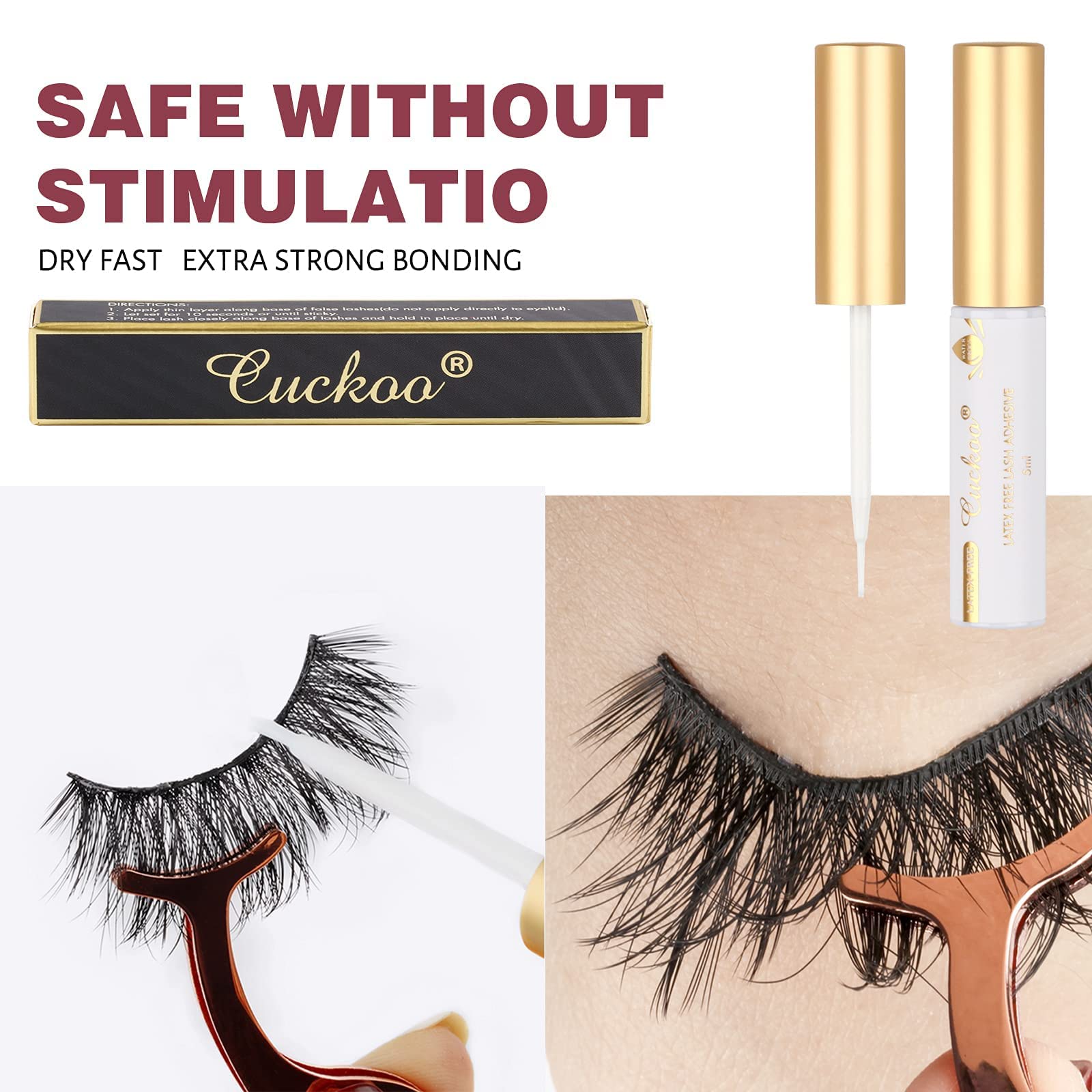 Cuckoo 20 Pairs False Eyelashes 3D Faux Mink Lashes Natural Look Wispy Fake Eyelashes,Fluffy Volume Long Thick Lashes Pack 4 Styles Mixed,with 2pc Eyelash Glue and Applicator Tool