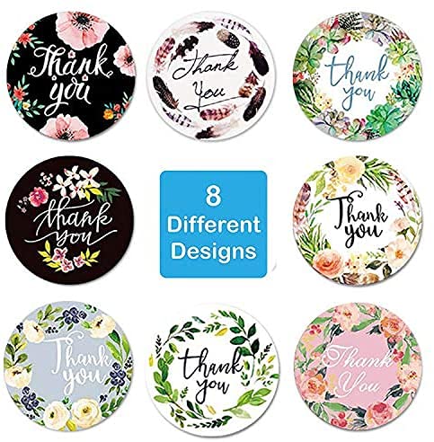 GUAGLL 3 Rolls Thank You Baking Sticker Cute Printing Sticker Label 1 Inch 500Pcs/Roll for Envelope Gift