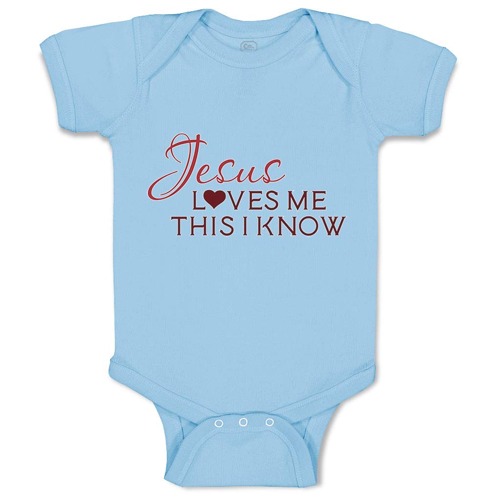 Cute Rascals Baby Bodysuit Jesus Loves Me This I Know Christian Jesus God Style B Boy & Girl Baby Clothes Funny Cotton Light Blue Design Only Newborn