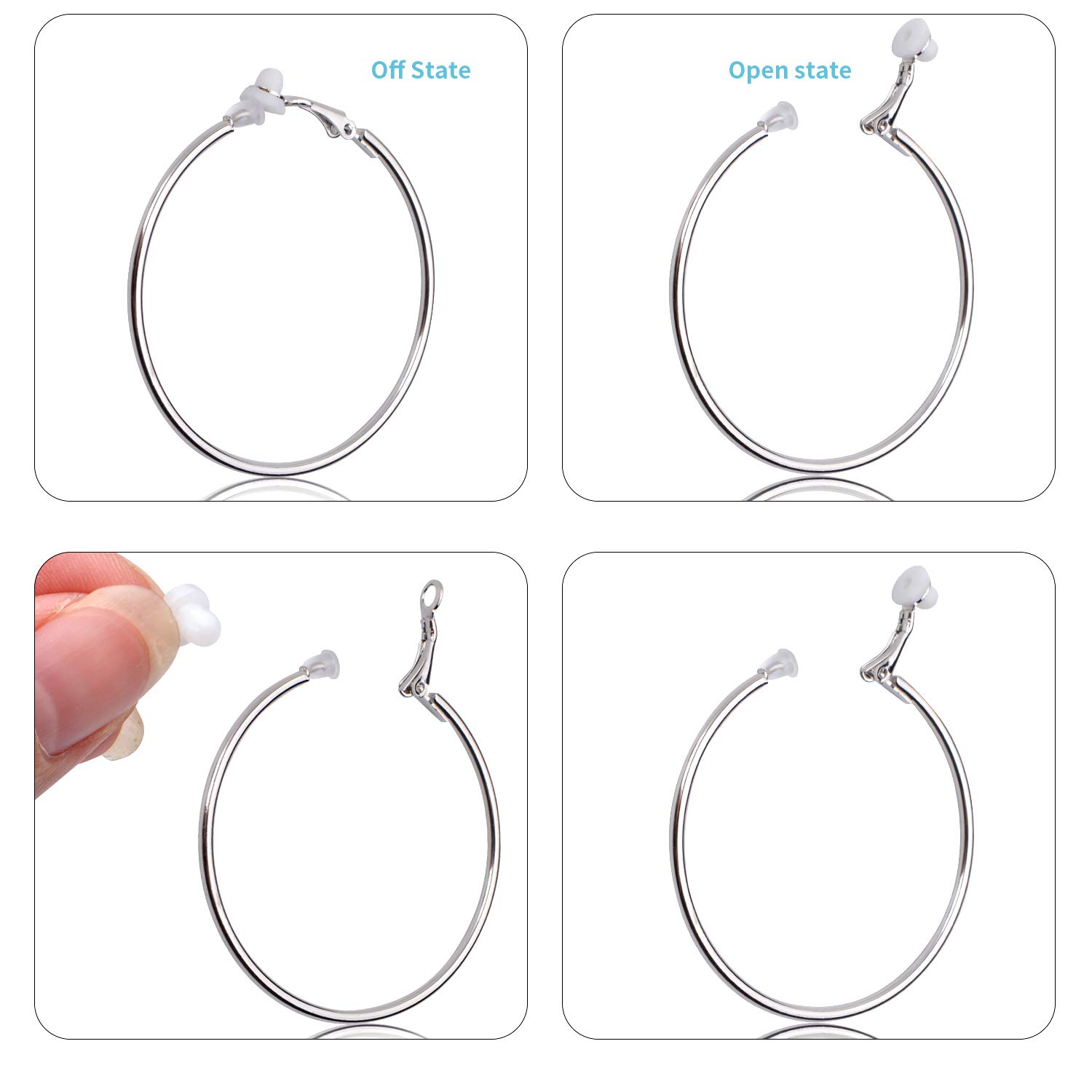 5 Pairs Silver Clip on Earrings Hoop Non Piercing Women Clip Earrings for Women, 5 Sizes