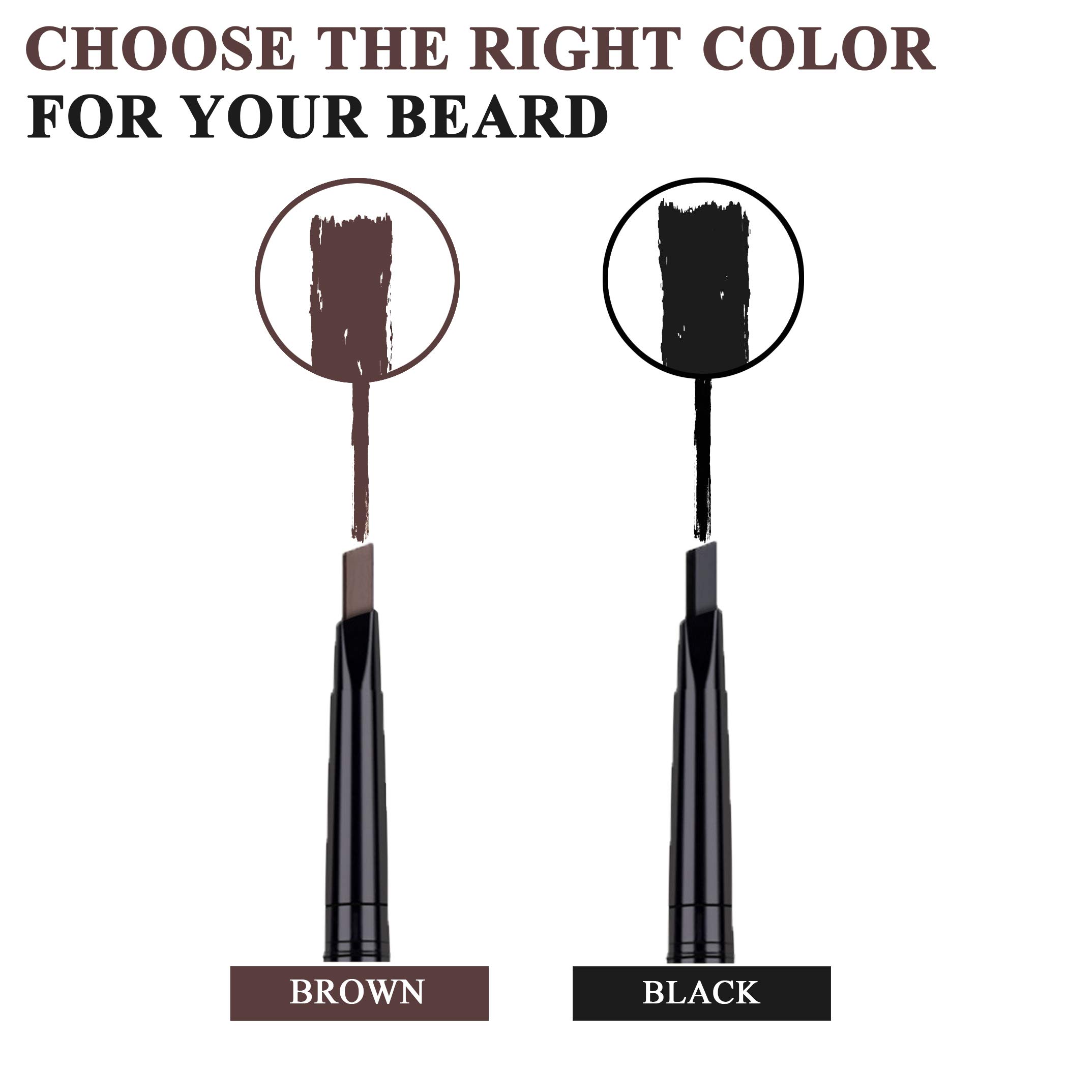 Beard Pencil Filler for Men - Water Resistance, Sweat Proof, Long Lasting & Natural Finish barber Pencil, Mustache Repair Shape, Two Pencil Replacement Tip(BLACK)