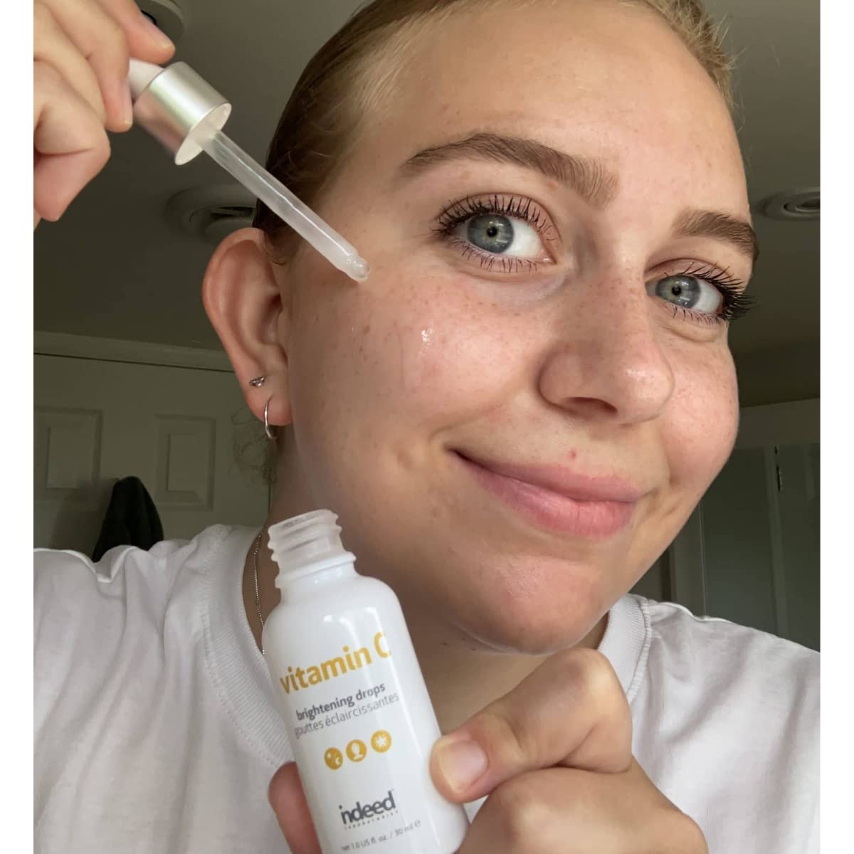 INDEED LABS Vitamin C Brightening Drops, Vitamin C &Hyaluronic Acid Facial Serum, Anti Aging Serum Reduces Fine lines, Wrinkles, Hyperpigmentation & Improve Skin’s Barrier & Elasticity