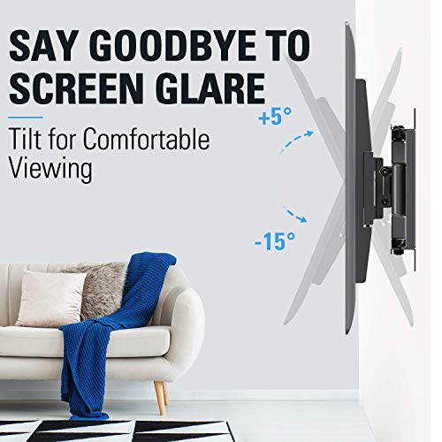 Mounting Dream Full Motion TV Wall Mount and Soundbar Bracket Bundle, TV Bracket for 26-55 Inch TVs, Max VESA 400x400mm and 99 LBS, Sound Bar Mount for Mounting Above or Under TV Up to 15 LBS