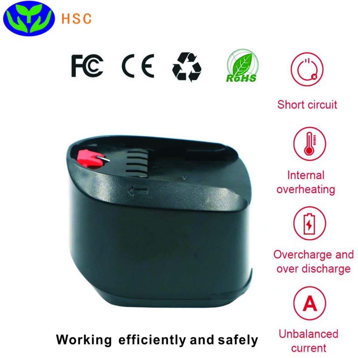 5000mAh 18650 Battery Pack BOS14.4B Lithium Battery 14.4V Replacement for Bosch BAT607 BAT607G BAT614 BAT614G Battery pack 14.4V