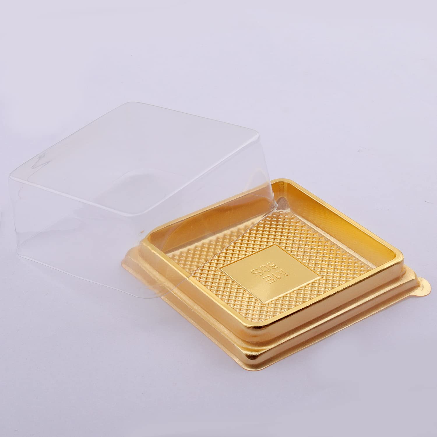 50 Pcs 3.5 Inch Mini Cake Box, Clear Plastic Mini Cupcake Box Muffins Box Cookies Dome Box Mooncake Box Small Single Muffin Dessert Containers Holder Wedding Birthday Gift Box Bonus 50 Pcs Stickers