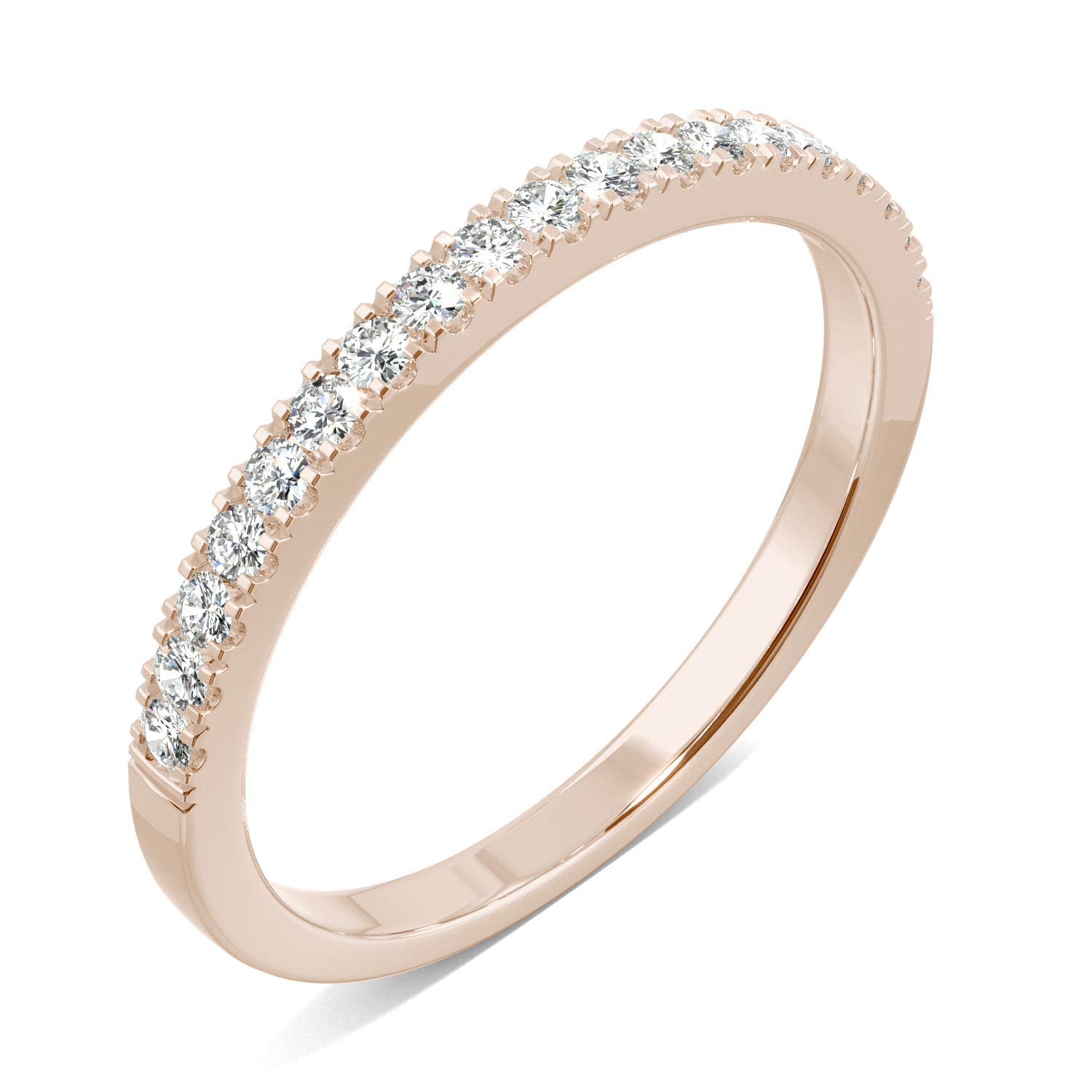14K Rose Gold Moissanite by Charles & Colvard 1.5mm Round Wedding Band-size 9 0.29cttw DEW