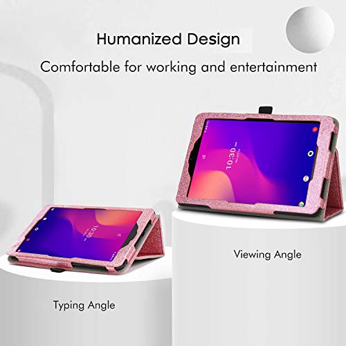 Caweet Joy Tab 2 / TCL Tab 8 Tablet Case, Leather Stand Cover for Alcatel Joy Tab 2 8.0" (9032Z) / Verizon TCL Tab 8 (9038s), Glitter Pink