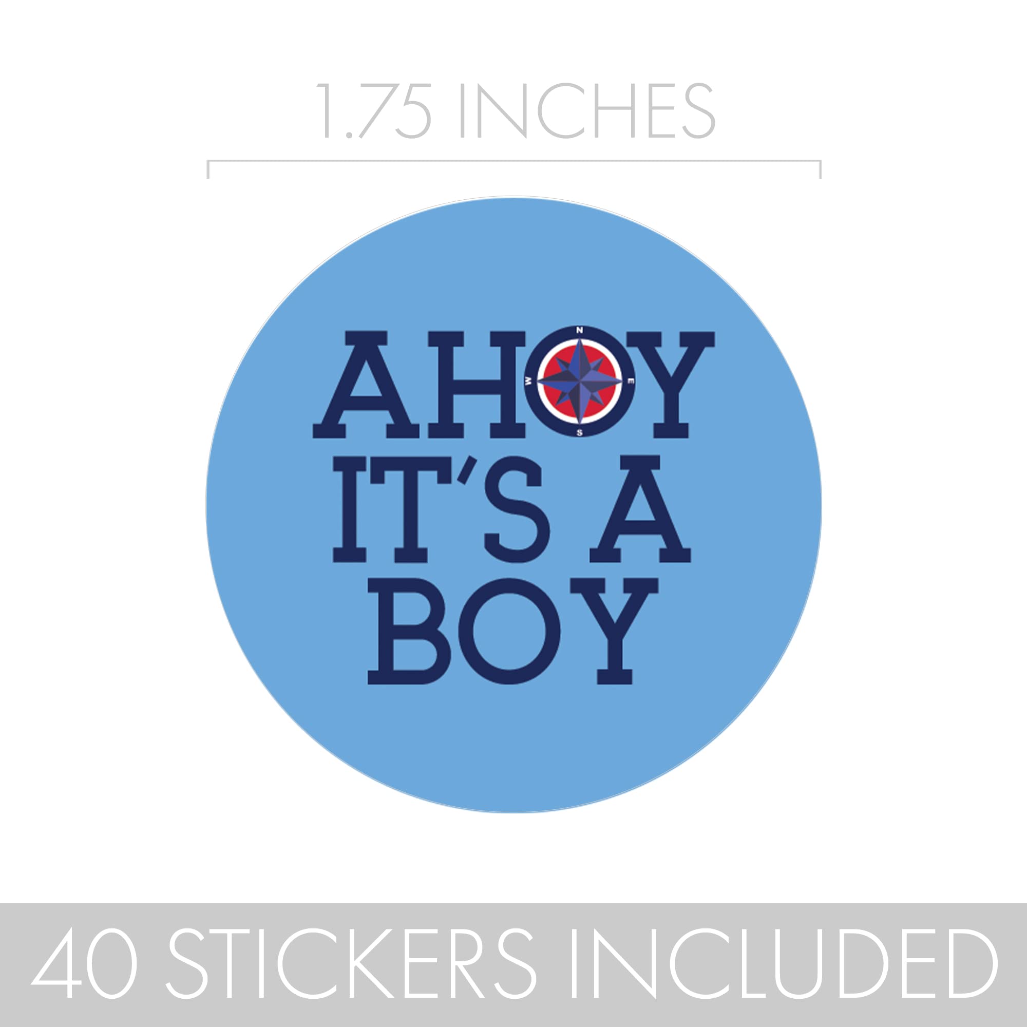 Ahoy It's a Boy Baby Shower Thank You Stickers - 1.75 in - 40 Labels