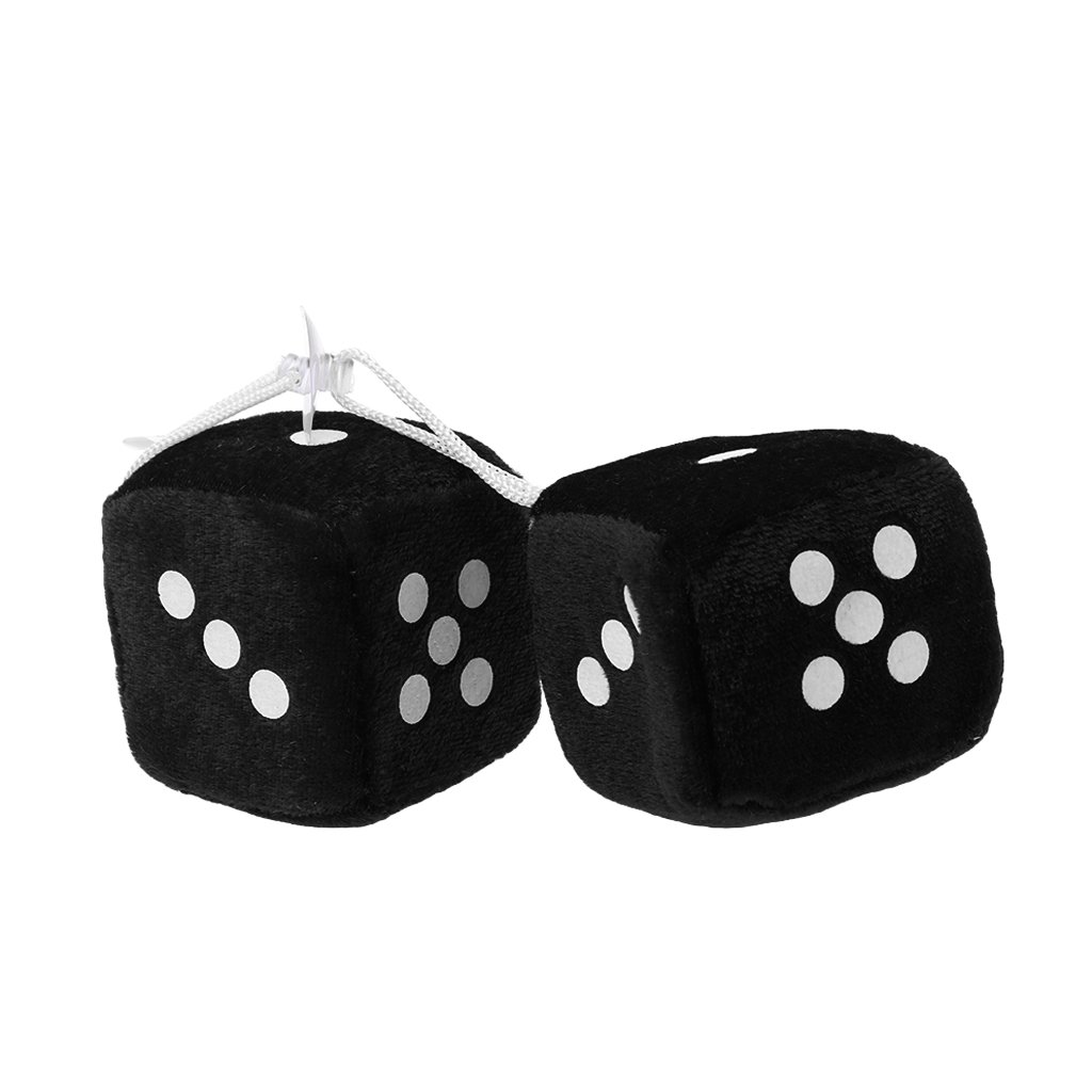 A FEI 1 Pair Fuzzy Dice Dots Rear View Mirror Hanger Decoration Car Styling Accessorie