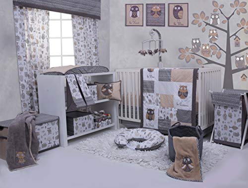 Bacati Unisex Cotton, Nursery Storage Caddy, Grey/Beige