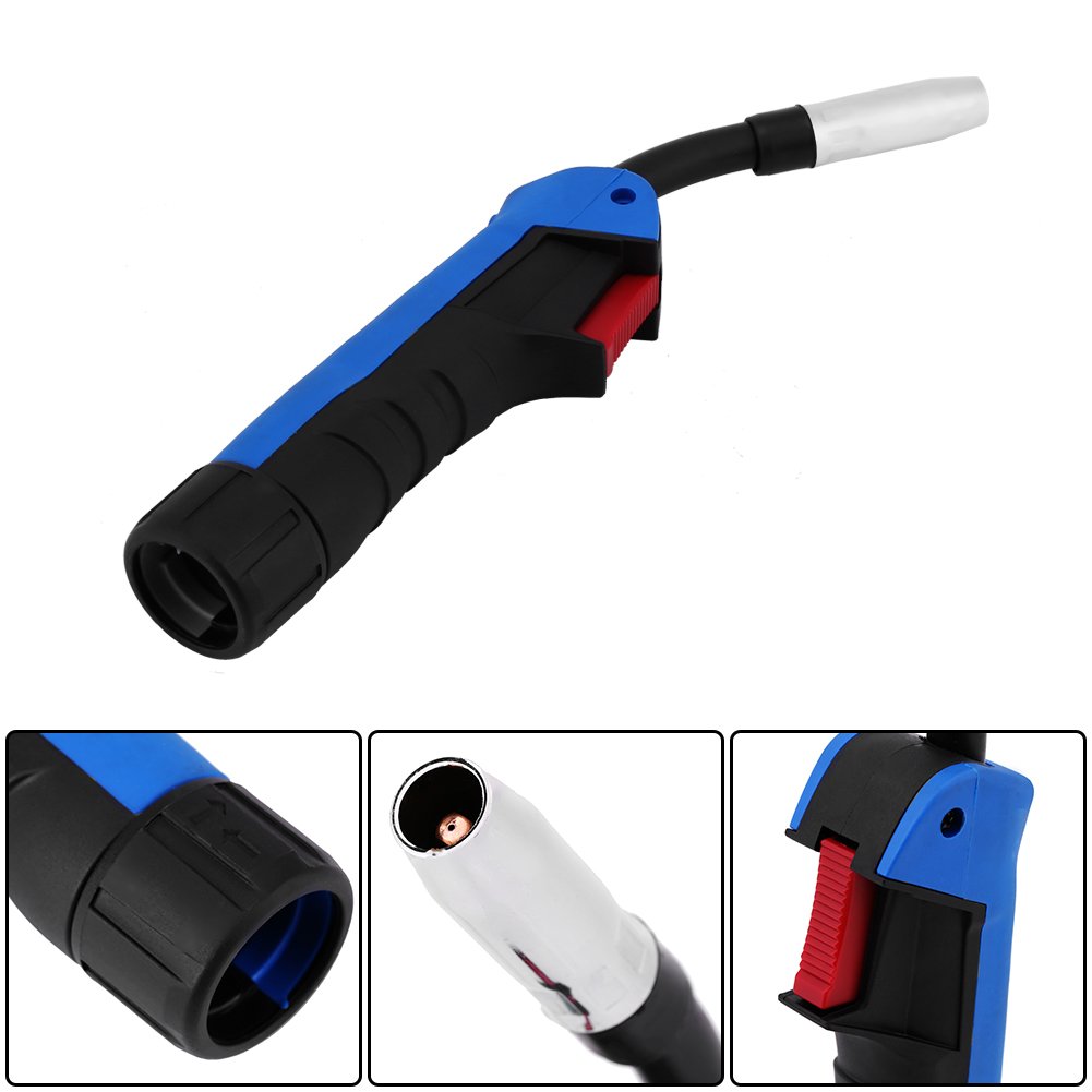 15AK CO2 Welding MIG/MAG Torch Gun Parts Head Replacement with Rubber Handle and Metal Nozzle for 150A 250A Welder
