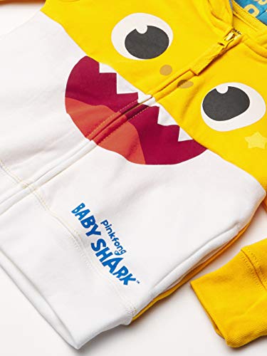 Pinkfong Boys Zip Up Big Face Hoodie-Baby Shark Yellow Toddler Size 2T-5T, 3T