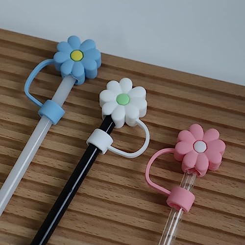 3PCS Straw Covers for Stanley Tumbler, Silicone Straw Cover for Stanley 40 oz, 30 oz, Straw Topper for Stanley Cup, Cap for Stanley Straw Accessories, Straw Cap (Flower)