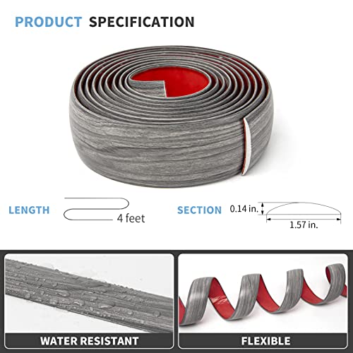Art3d Self Adhesive Vinyl Floor Transition Strip, Laminate Floor Strip Floor Flat Divider Strip for Joining Floor Gaps,Carpet Threshold Transition,Floor Tiles(4 FT, 1.57in, Gray)