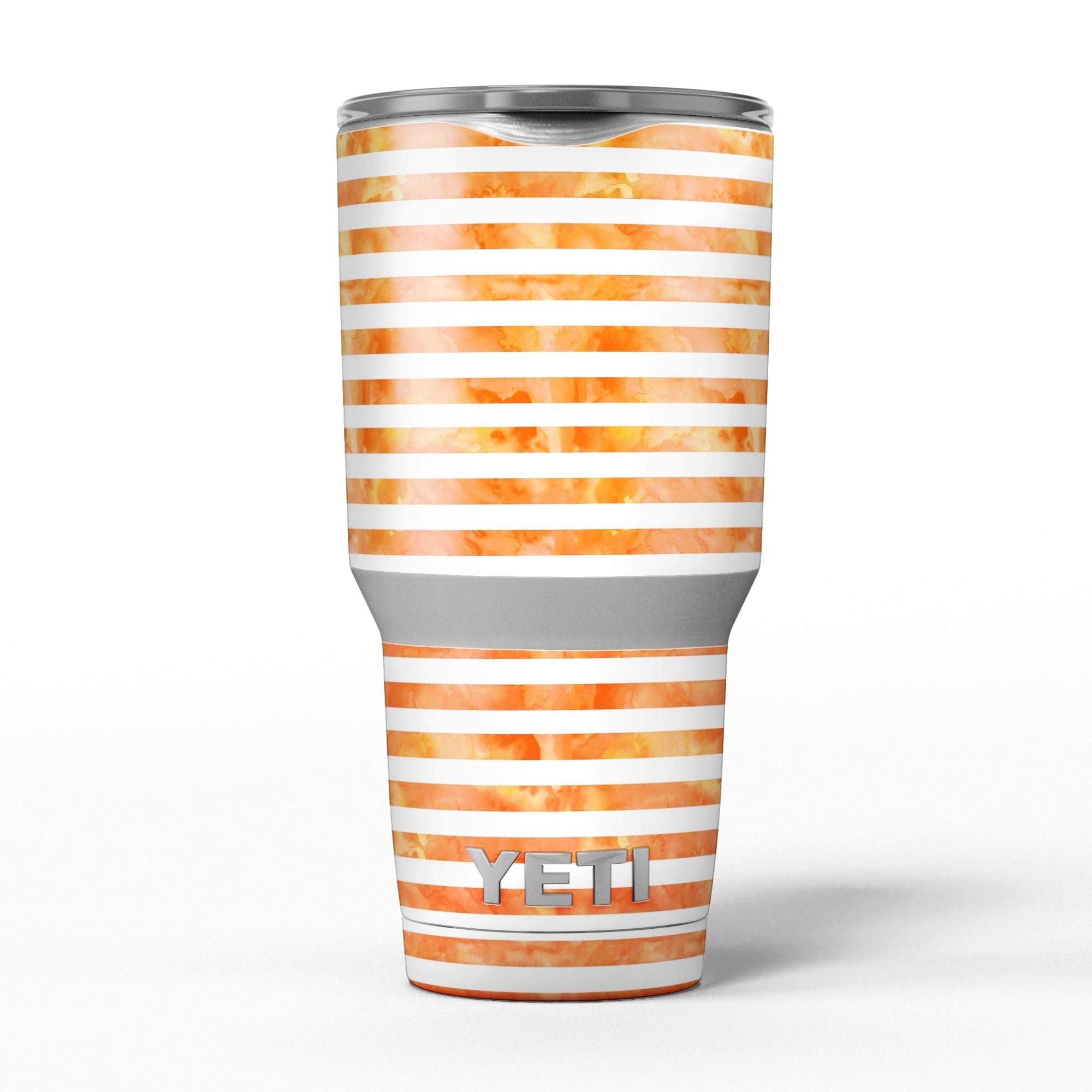 Design Skinz The Orange Watercolor Surface with Horizontal Stripes - Skin Decal Vinyl Wrap Kit Compatible with The Yeti Rambler Cooler Tumbler Cups
