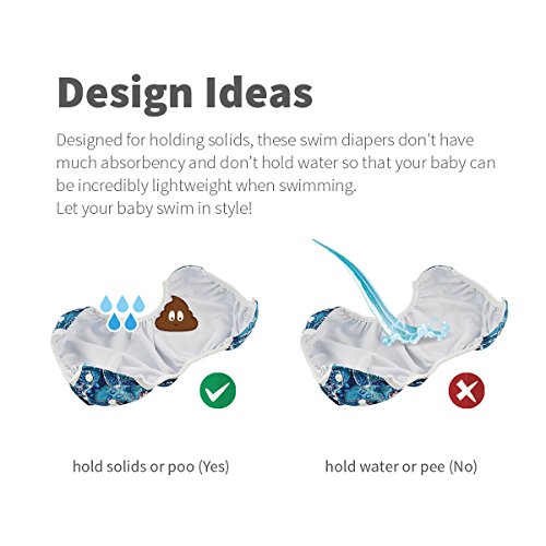 ALVABABY Swim Diapers 2pcs Reuseable Adjustable or Baby Gifts & Swimming Lessons DYK39-40 Small (Pack of 2)