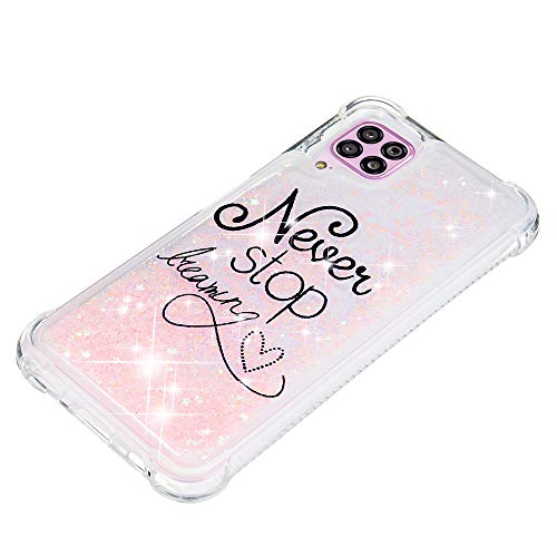 Asdsinfor Huawei P40 Lite Case Fashion Shiny Transparent Soft TPU Creative Cartoon Cute Quicksand with Shiny Flowing Liquid Cover for Huawei P40 Lite Never Stop YB-LS