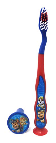 Firefly Nickelodeon Paw Patrol Kids Toothbrushes with Suction Cup and Toothbrush Cap - for Girls 3+ yrs. (2 Count (Pack of 1), Blue)