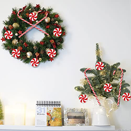 60Pcs Candy Canes Christmas Tree Decorations-Plastic Peppermint Candy Cane Ornaments for Christmas Tree Decor Candy Lollipop Craft Christmas Party Supplies