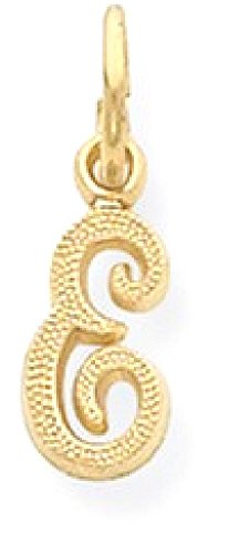 14K Yellow Gold Dainty Letter E Initial Name Monogram Necklace Charm Pendant Only