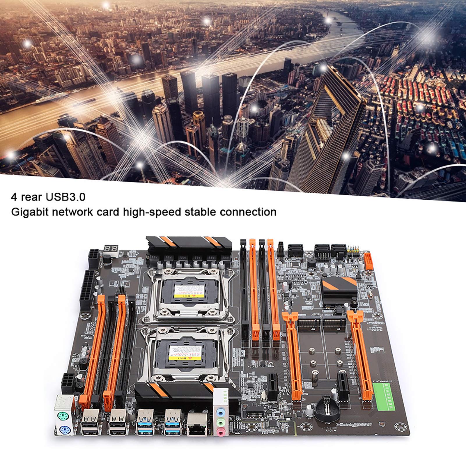 Desktop Motherboard, LGA 2011-3 Socket Desktop Mainboard for Intel x99 Chipset, Support 8 DDR4 DIMM(Single Memory 16G), 6 SATA3.0 Port and 2 NVME M.2 Port