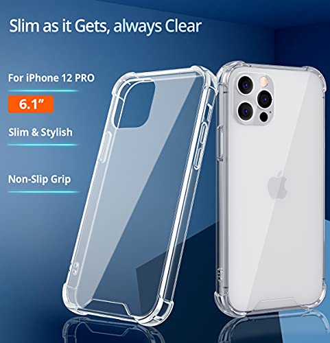 Orase Ultra Clear Cases Designed for iPhone 12 Case & iPhone 12 Pro Case [Non-Yellowing] Protective Slim Phone Case with Shockproof Air Bags, 2020 (Crystal Clear)