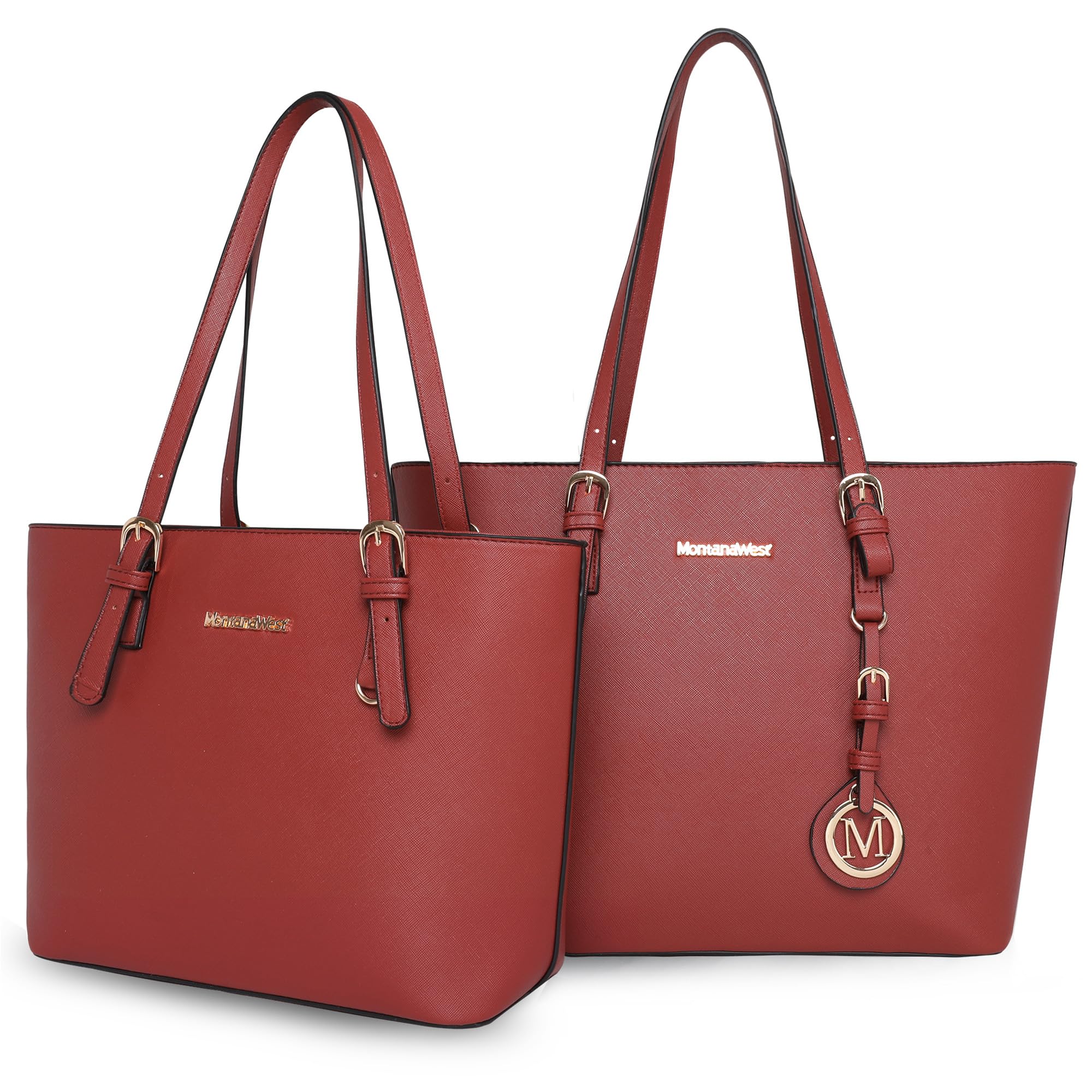 2pcs Tote Handbag Purse Set for Women Large Fashion Satchel Shoulder Laptop Bag MWC2-H030RD