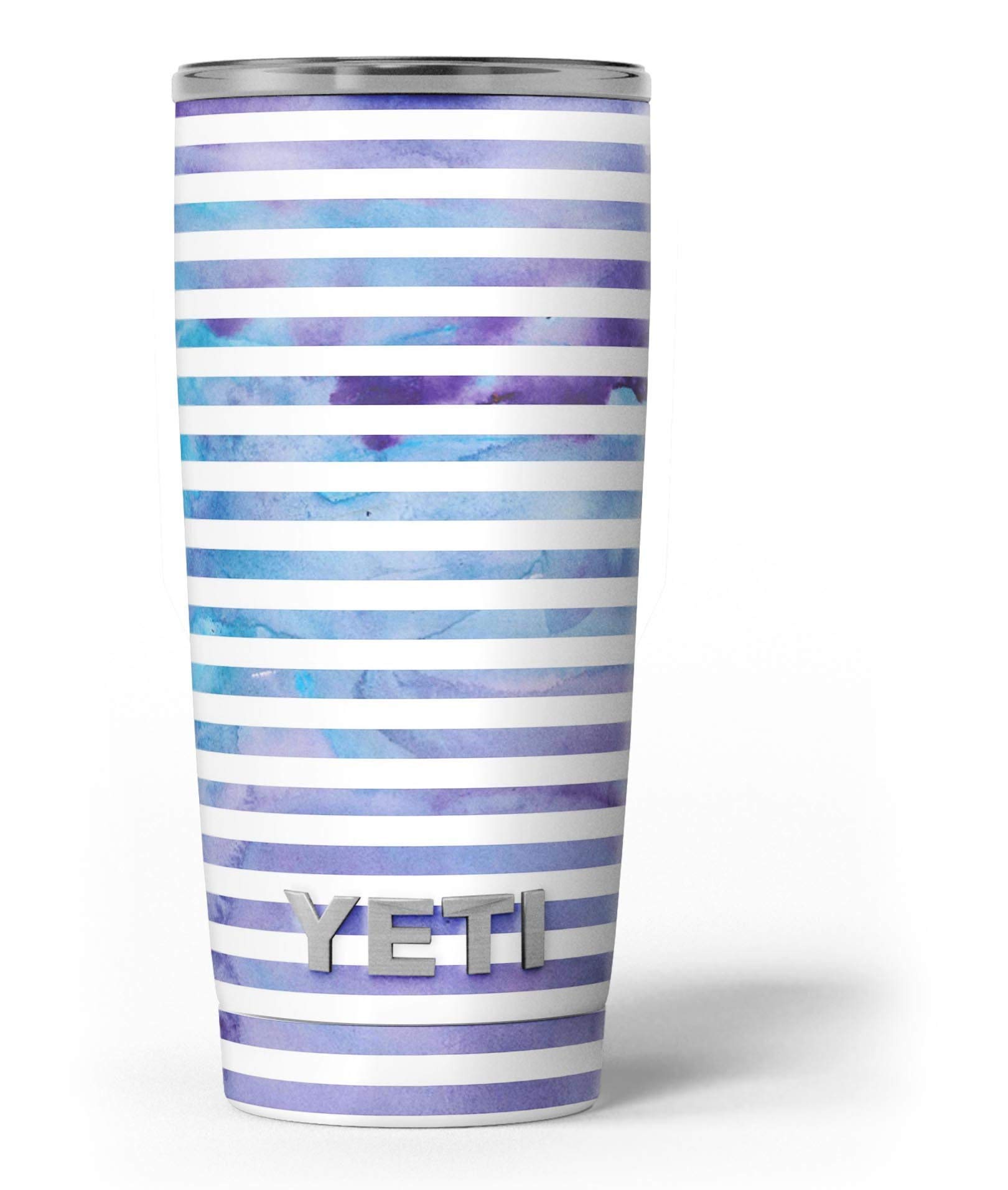 Design Skinz White Horizontal Stripes Over Purple and Blue Clouds - Skin Decal Vinyl Wrap Kit Compatible with The Yeti Rambler Cooler Tumbler Cups
