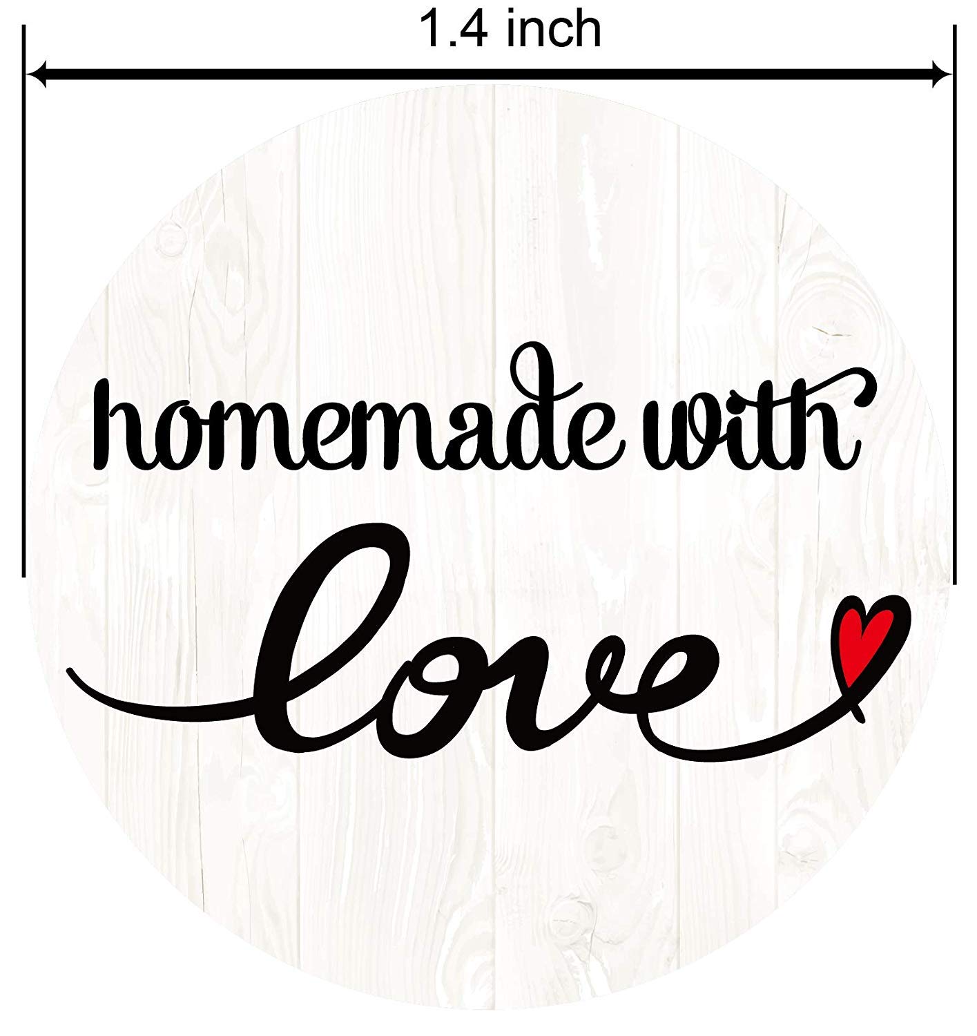 500 Homedmade with Love Stickers-1.4 inch Wood Grain Round Labels.