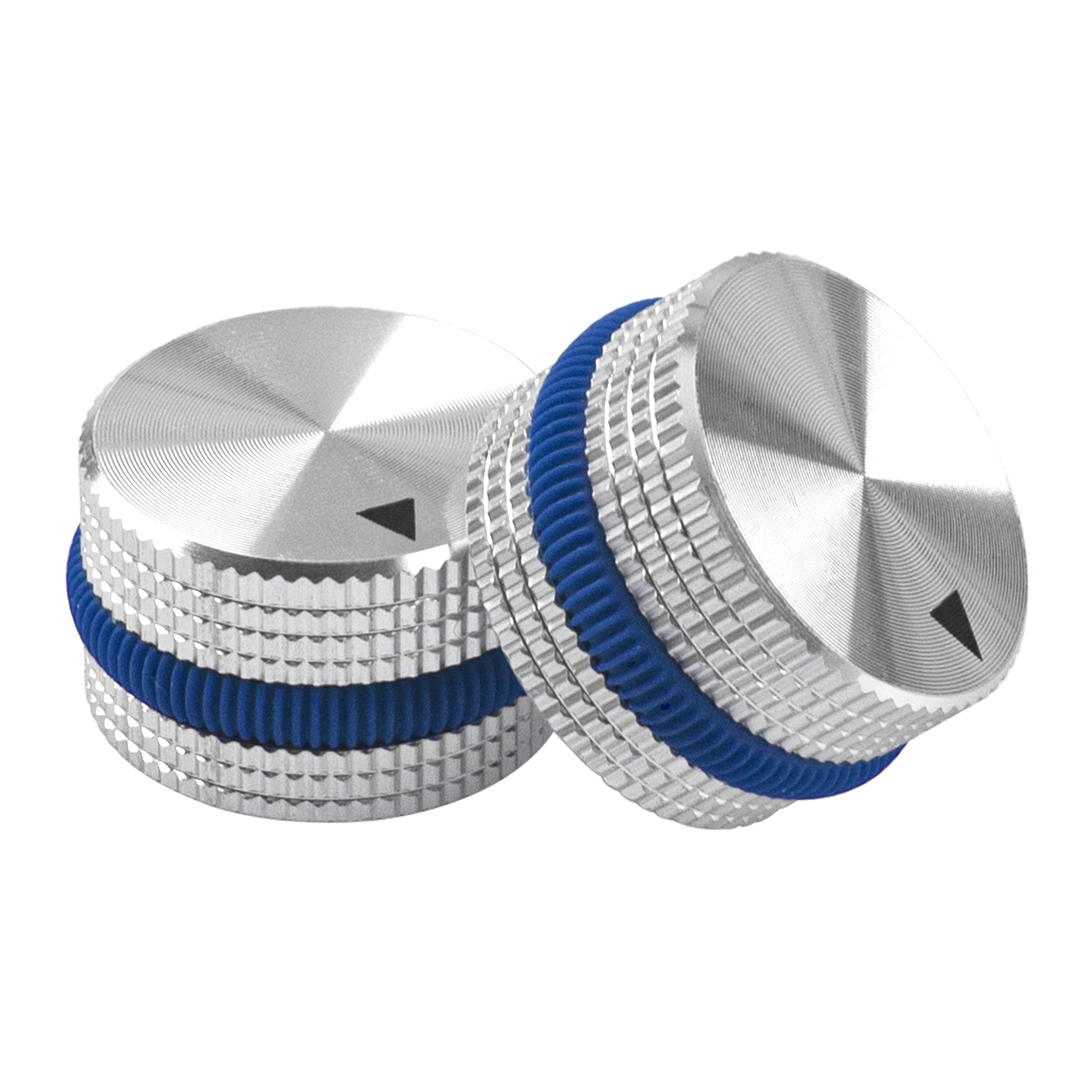 2Pcs Yootones 25 x 15.5mm Guitar knob Potentiometer Control Knob Volume Audio Electric Guitar Bass knob Screw Type Silver Aluminum Alloy & Rubber Ring Compatible with 6mm diameter shaft (Blue)