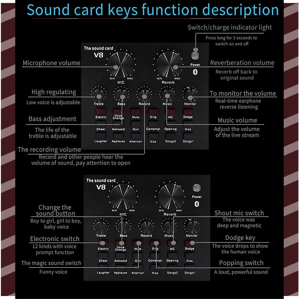 11Pcs Podcast Equipment Bundle Professional Recording Microphones & Accessories with Live Sound Card Podcast Kit for Streaming Podcasting Recording(BM-800)