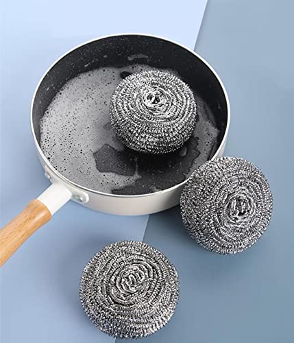 6Pcs Scourer Steel Wool Scrubber - Steel Wool for Cleaning Dish Pots Pans Grills Stainless Steel Scrubber for Kitchen Sinks Cleaning Steel Wool Pads Metal Scrubber