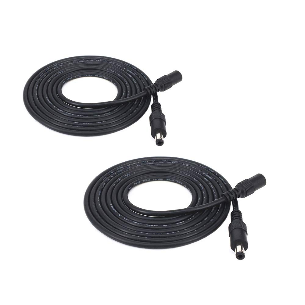 2pcs/Pack 3m/9.84ft Black 5.5mm x 2.5mm DC Plug Extension Cable DC Extension Cable , 5.5mm x 2.5mm Barrel Male Plug Connector