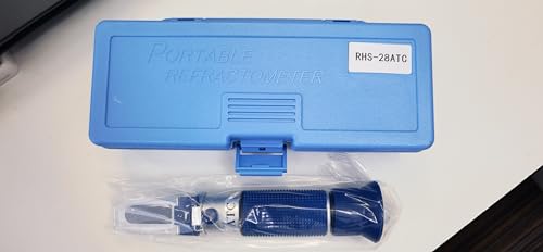 AMTAST Salinity Refractometer Salt Water Tester ATC Automatic Temperature Compensation for Brine, Food, Industry, Seawater 0~28% Scale Range, Made of Copper Not Cheap Aluminum