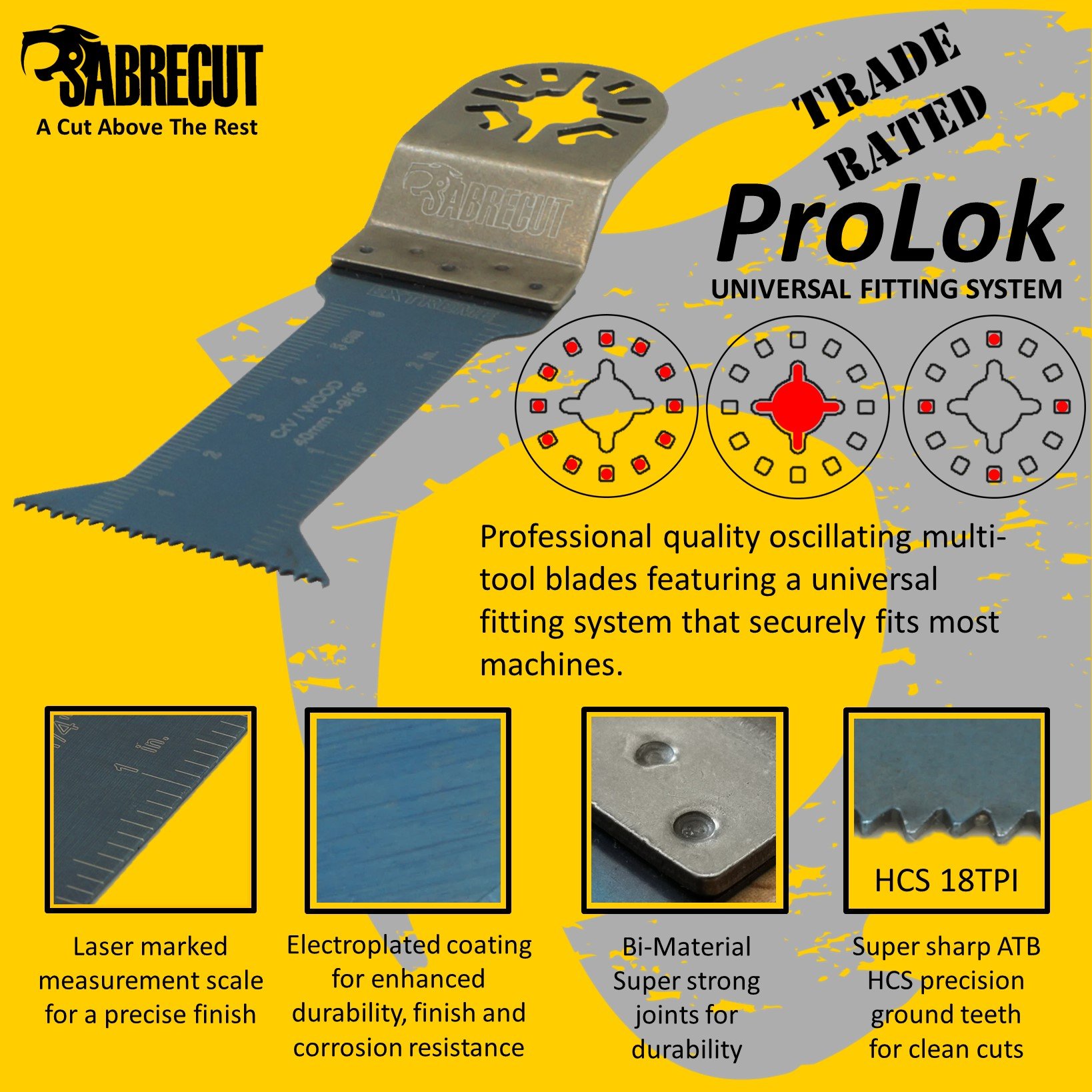 14 x SabreCut BB_PRK14 Premium OMT Mix Blades Case Compatible with Bosch Fein (Non-StarLock) MultiMaster Makita Milwaukee Genesis Chicago Craftsmen Nextec Rockwell Ryobi Hitachi Multi Tool Accessories