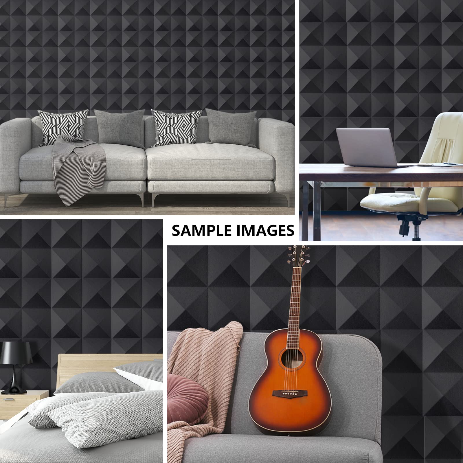 12 Pack Acoustic Panels, 3D Polyester Soundproof Wall Panels, 12" X 12" X 0.6" Sound-Absorbing Panels, Sound Proofing Padding Acoustic Treatment for Studio, Home, and Office,