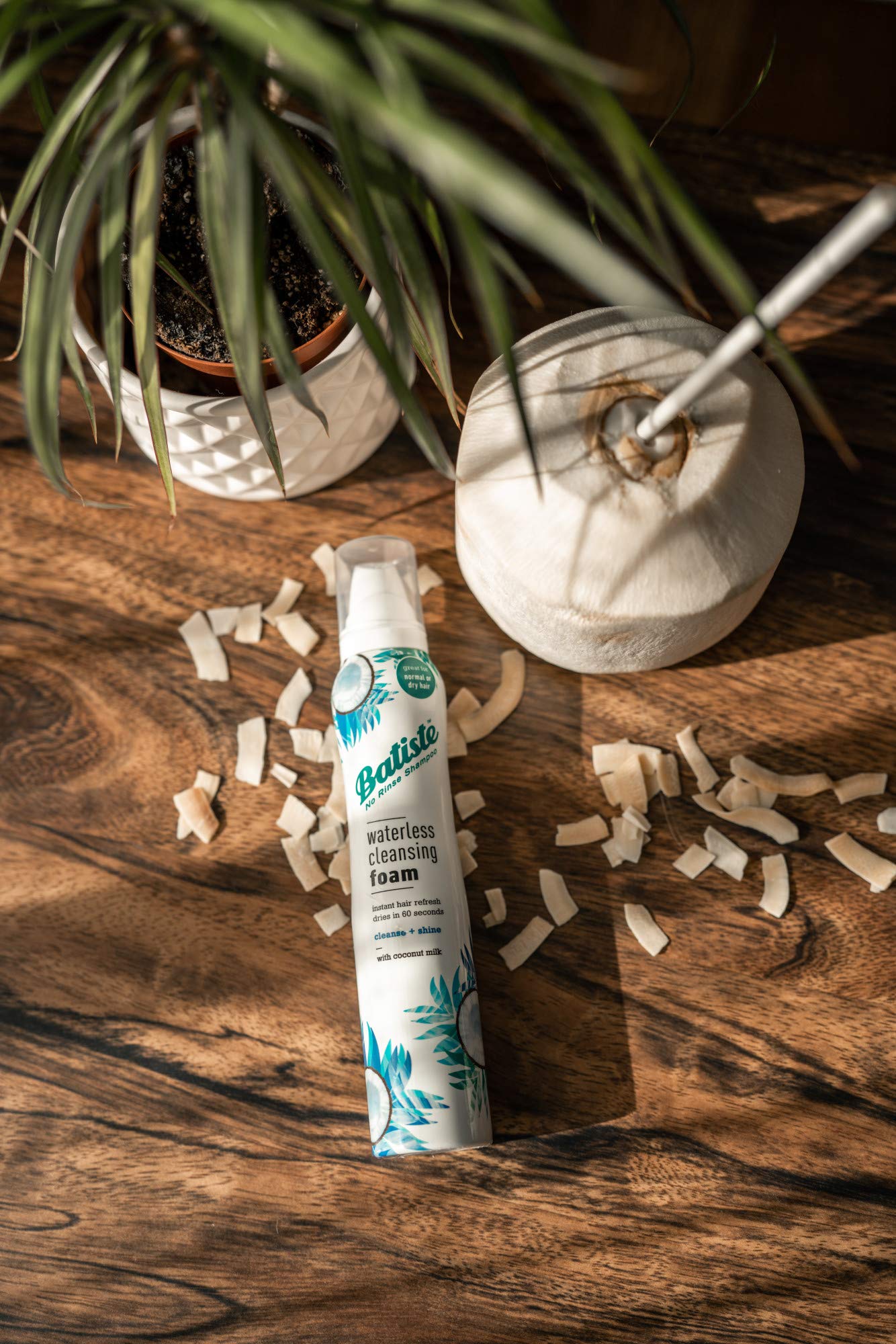 Batiste Waterless Cleansing Foam Cleanse + Shine with Coconut Milk, 3.6 OZ