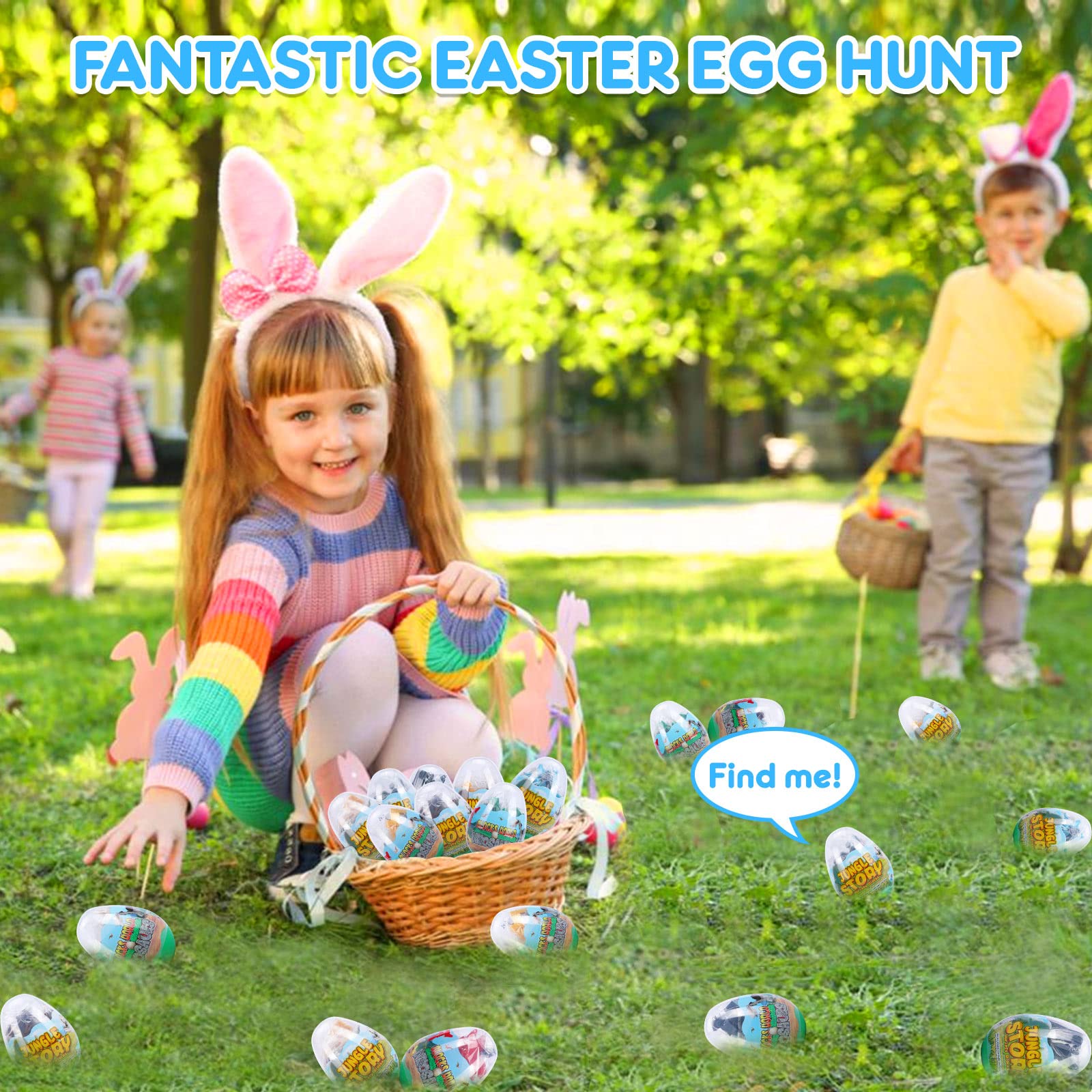 12 Pcs Easter Eggs Fillers Easter Basket Stuffers with Animal Dinosaur Building Block Plastic Surprise Eggs Prefilled Easter Egg with Toy Inside Dinosaur Eggs Easter Party Favors for Kids Easter Gifts