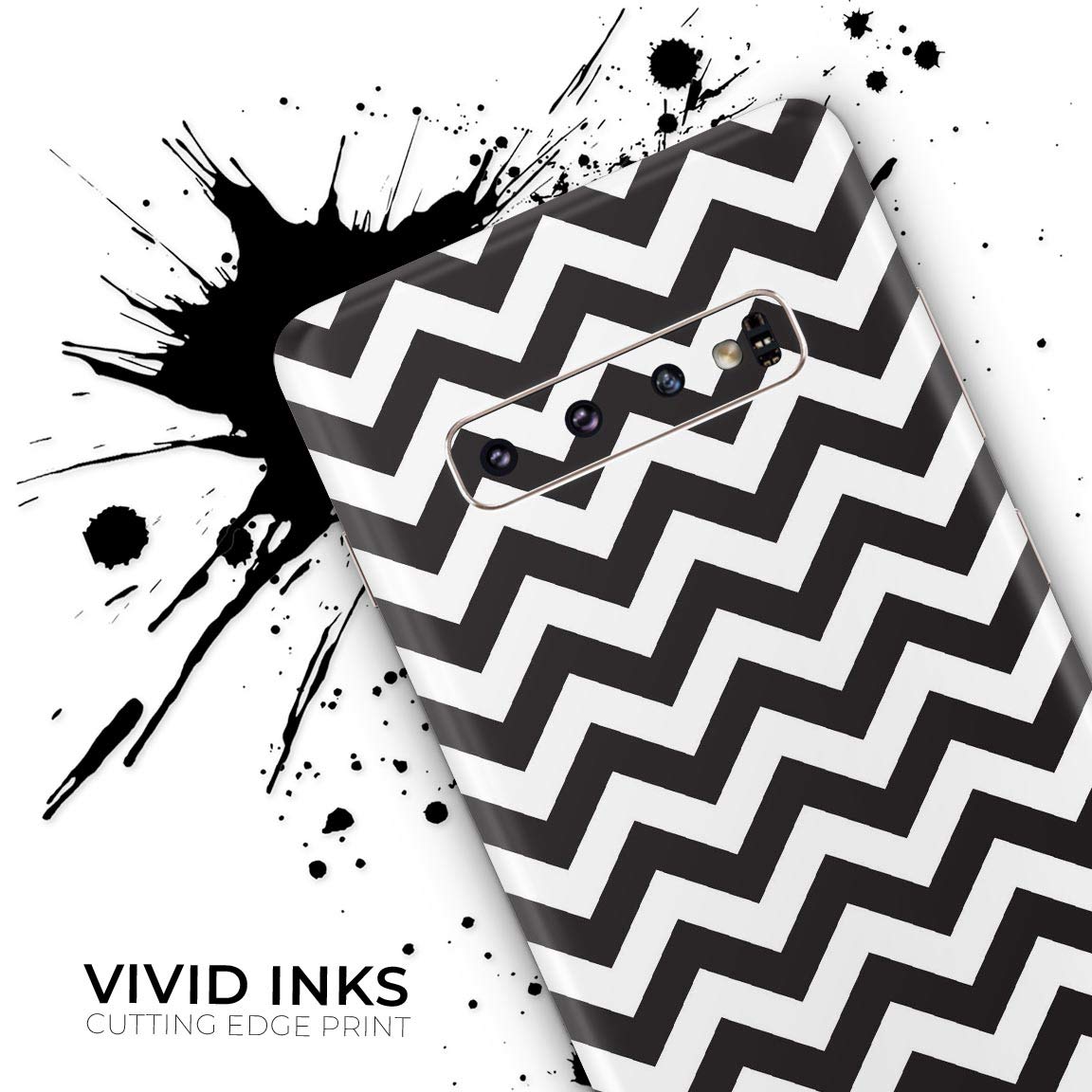 DesignSkinz Black and White Zigzag Chevron Pattern Protective Vinyl Decal Wrap Skin Cover Compatible with The Samsung Galaxy S20 (Screen Trim & Back Glass Skin)
