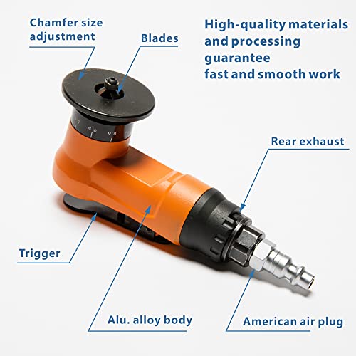 2-in-1 Mini Air Chamfer Tool for Chamfering and Round Cornor on Metal, Arc Corner 45 Degree Pneumatic Beveling Trimming Deburring Machine